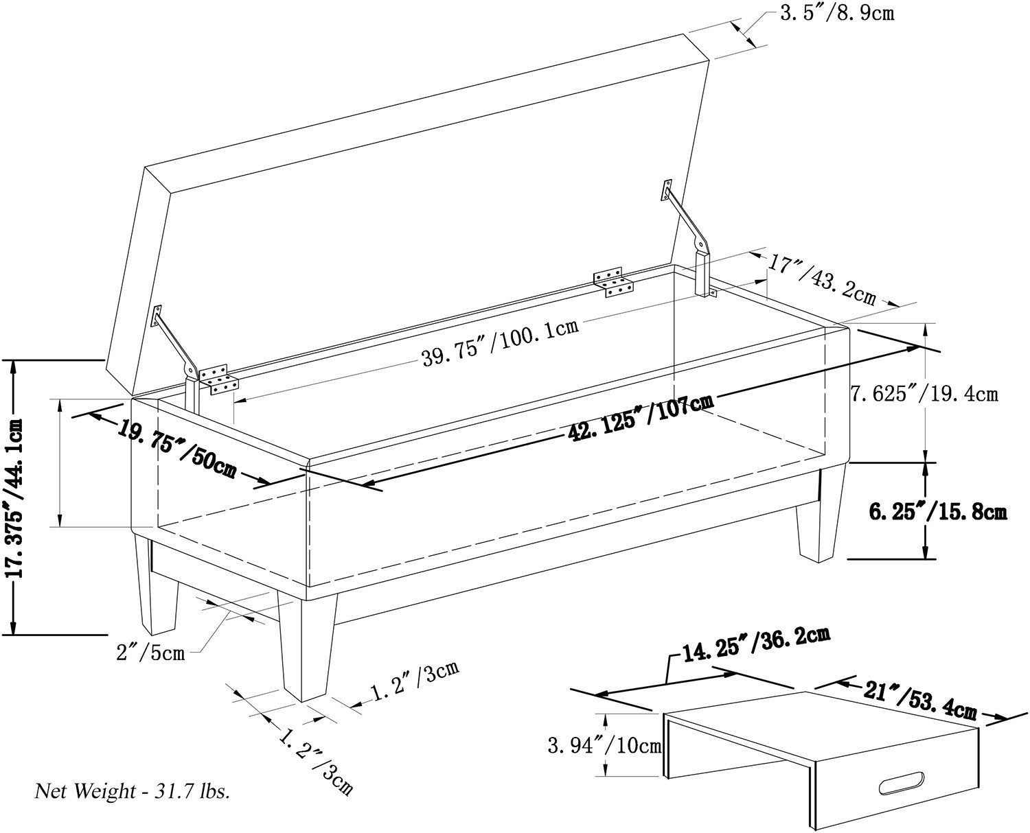 Oregon Storage Ottoman Bench with Tray | Storage Ottomans – Simpli Home