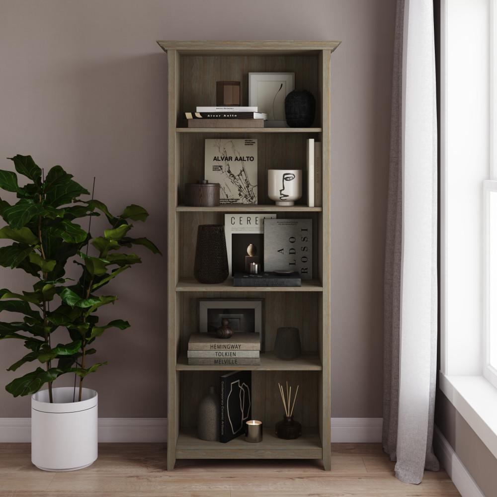 Amherst 5 Shelf Bookcase | Solid Wood Bookcases | Simpli Home