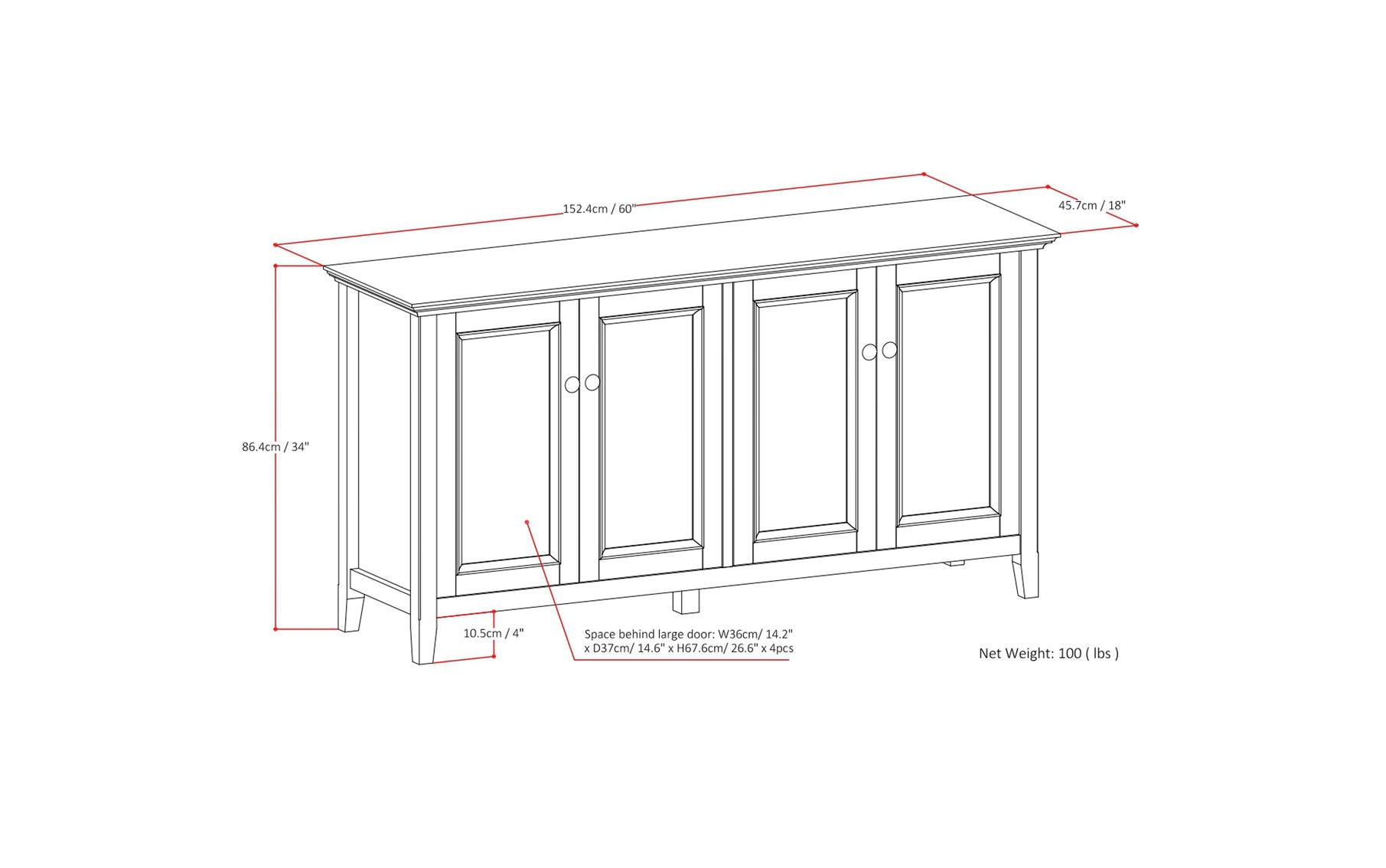 Amherst Wide 4 Door Storage Cabinet – Simpli Home