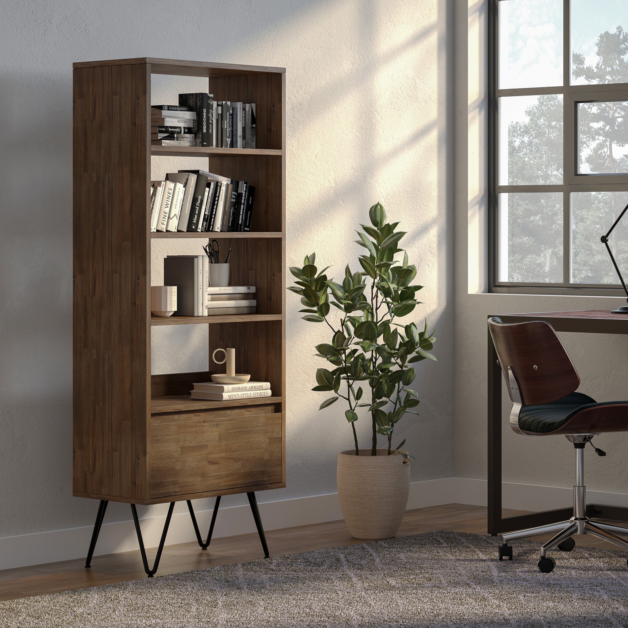 Chase Tall Bookcase | Solid Wood Bookcases | Simpli Home