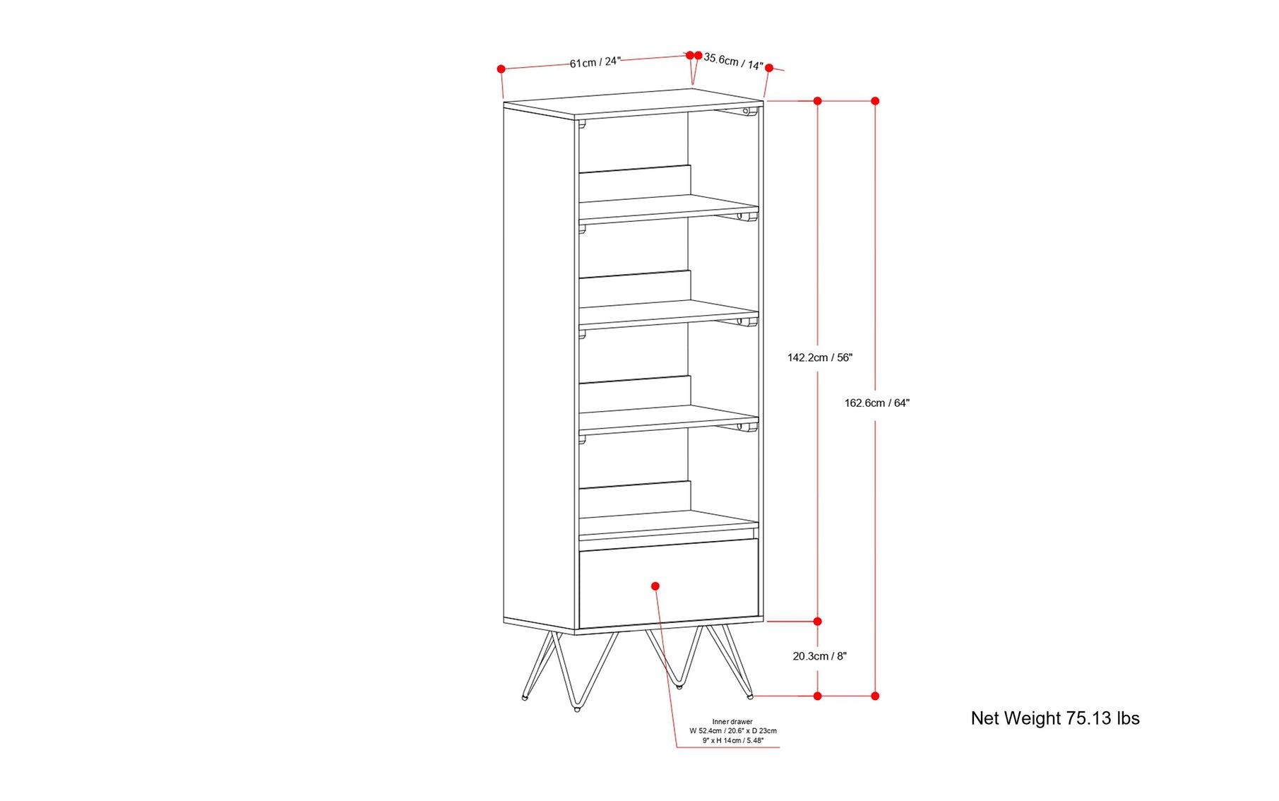 Hunter Tall Bookcase in Mango – Simpli Home