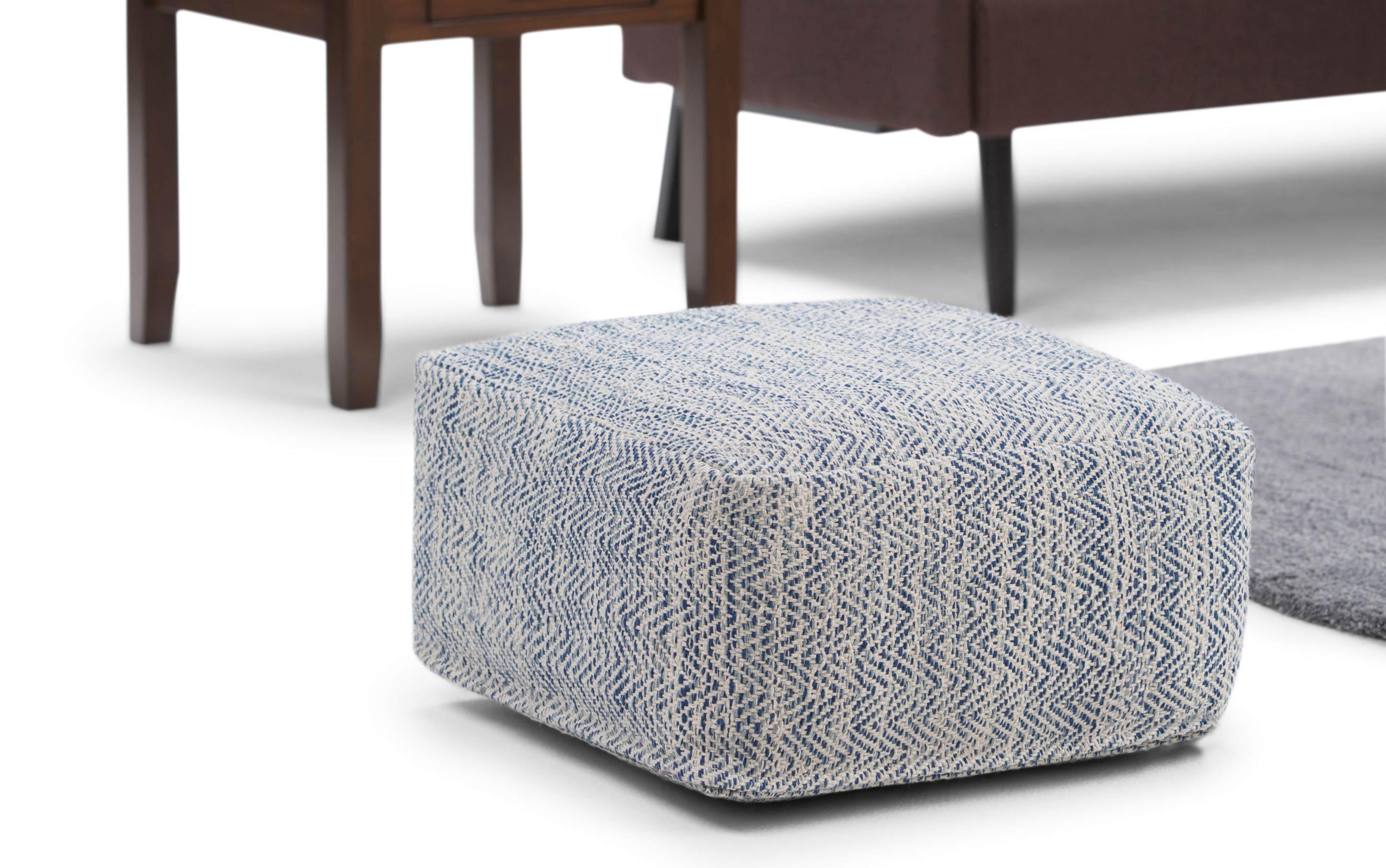 Square Cotton Pouf | Nate Square Pouf – Simpli Home