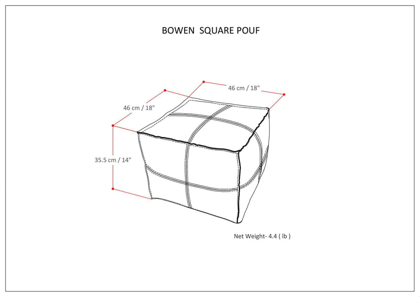 Bowen Square Pouf | Pouf Ottomans | Simpli Home
