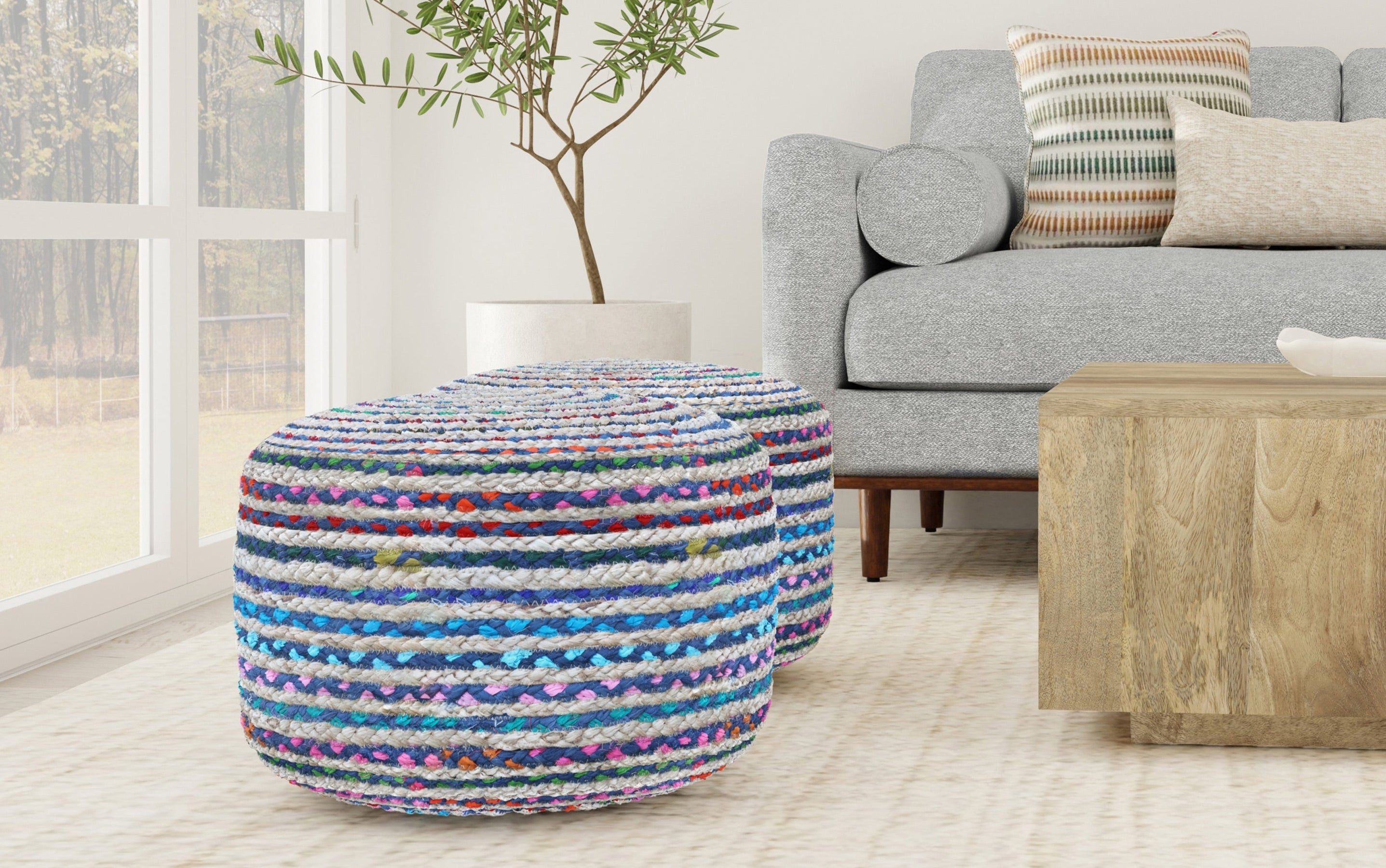 Margo Round Pouf | Pouf Ottomans | Simpli Home