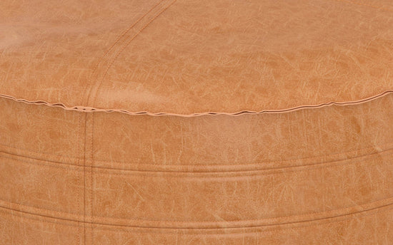 Round Faux Leather Coffee Table | Brody 32" Pouf – Simpli Home