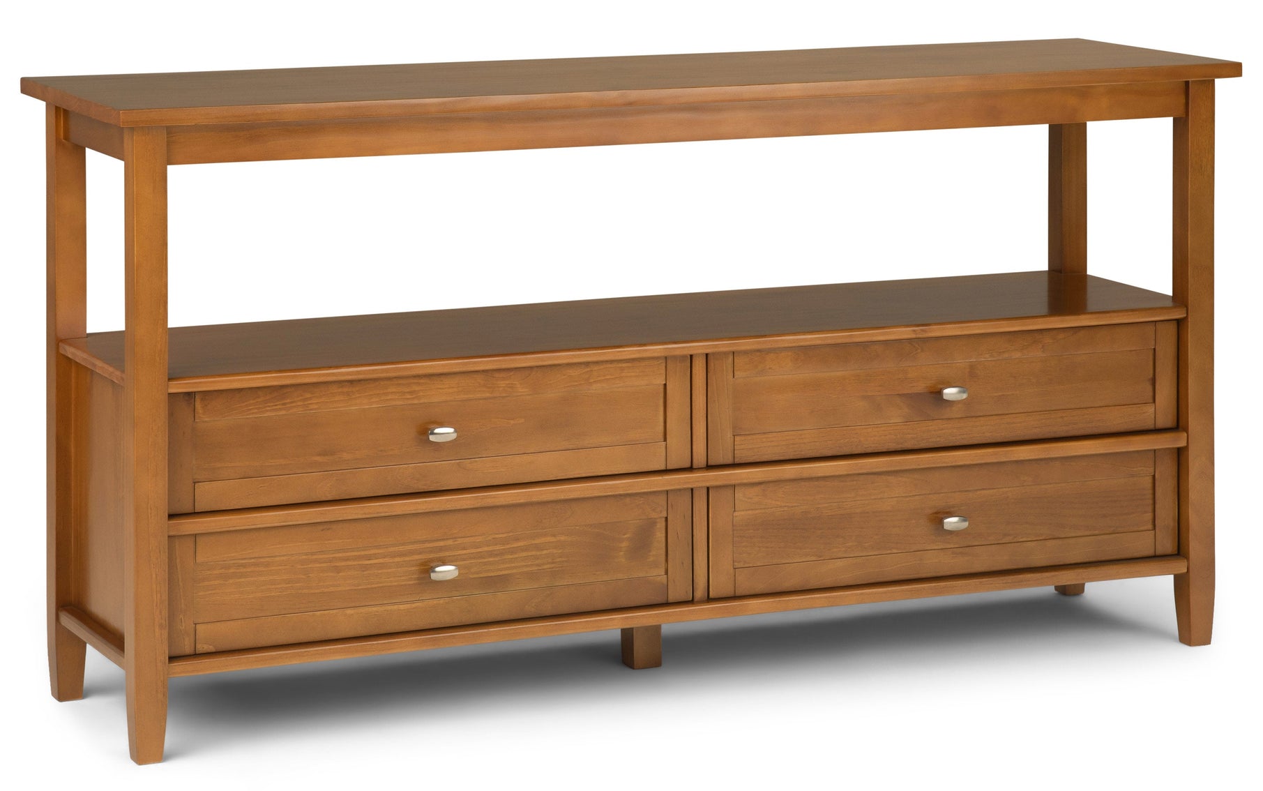 Warm Shaker Solid Wood Wide Console Sofa Table in Honey Brown ...