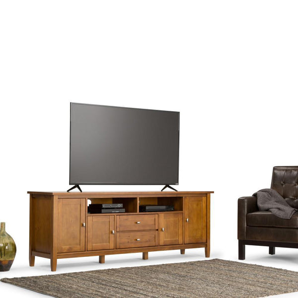 Warm Shaker 72 inch TV Stand for TVs up to 80 inches in Honey Brown ...