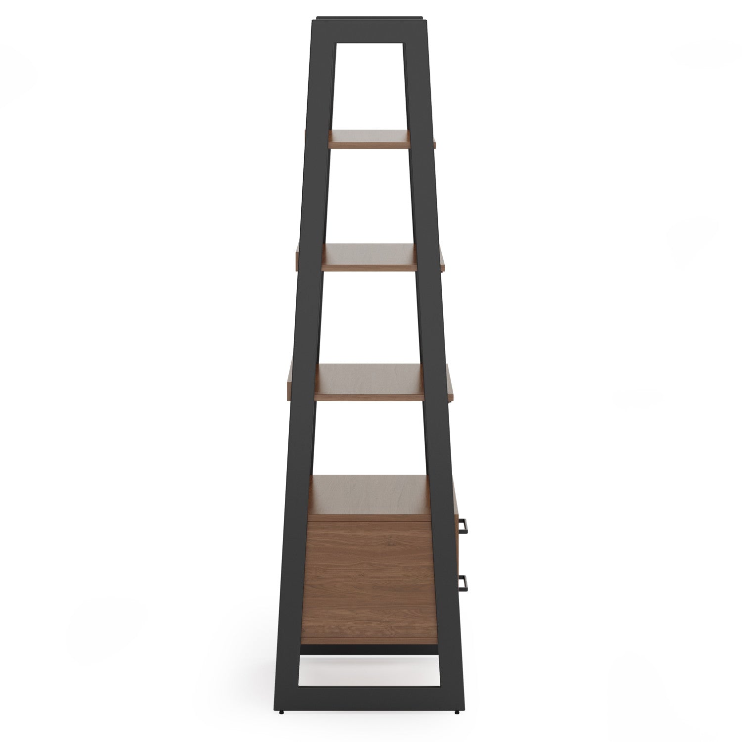 Sawhorse Solid Wood and Metal Ladder Shelf with Storage | Solid Wood ...