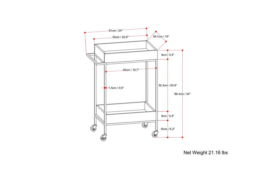 Simons 24 inch Bar Cart in Mango – Simpli Home