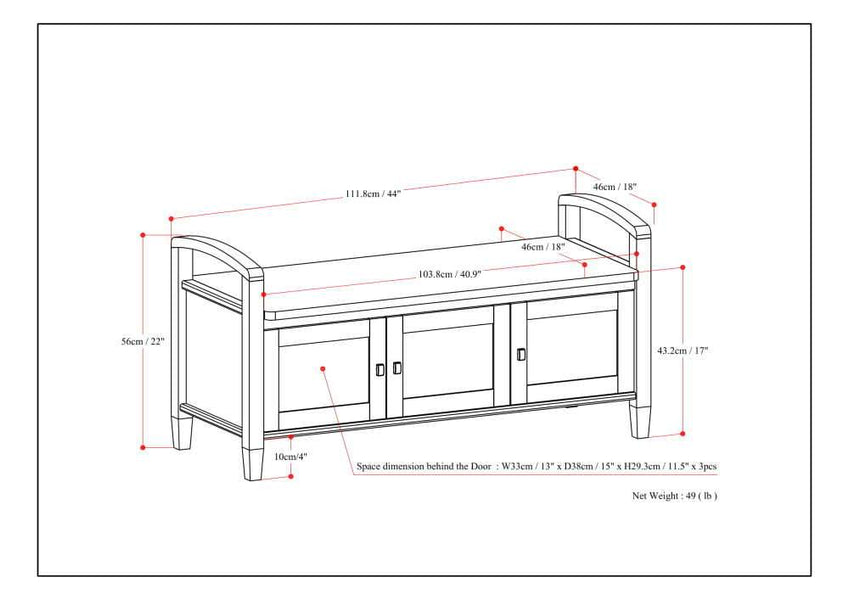 Warm Shaker Entryway Storage Bench | Mudroom Bench | Simpli Home