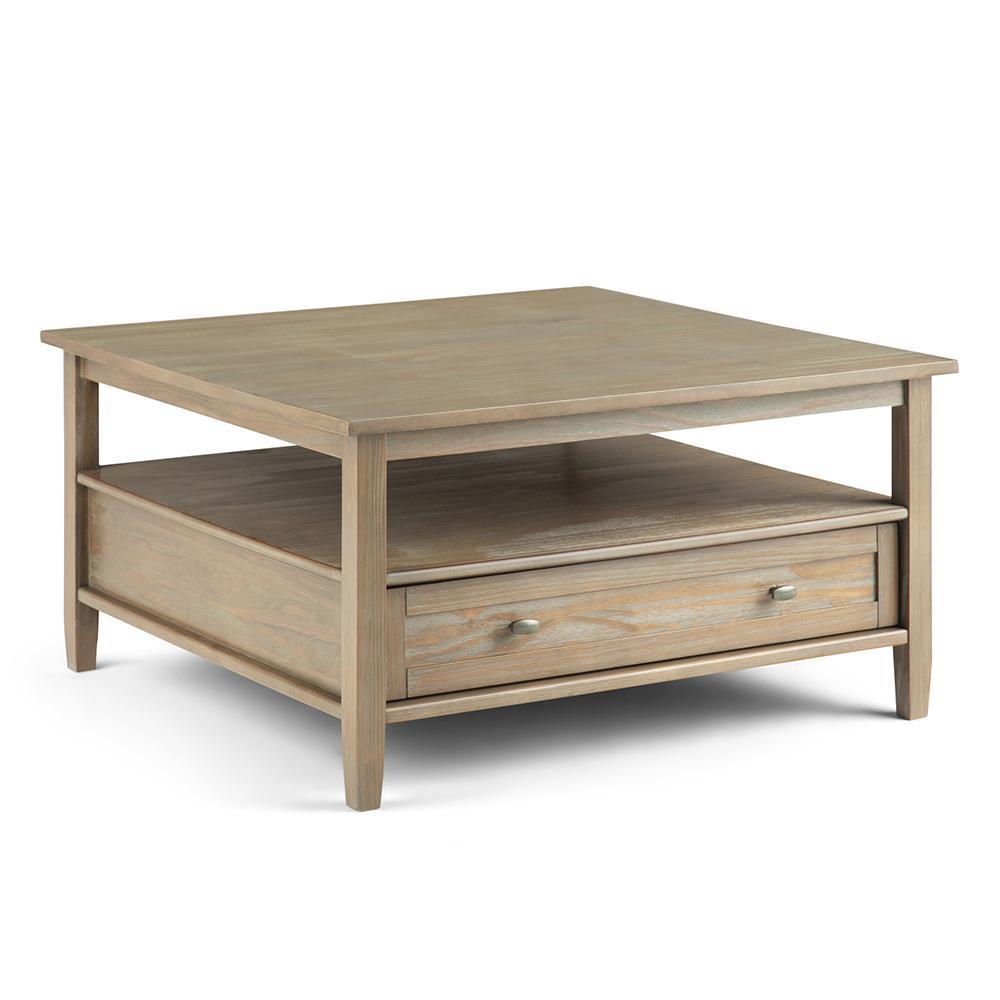 Warm Shaker Solid Wood Square Coffee Table in Distressed Grey ...