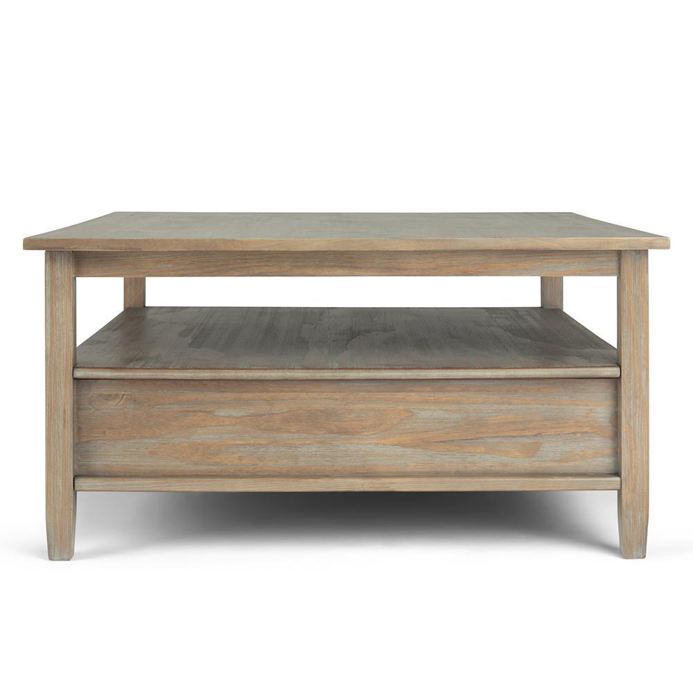 Warm Shaker Solid Wood Square Coffee Table in Distressed Grey ...