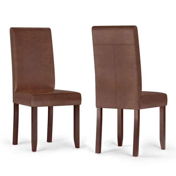 Acadian Faux Leather Parson Dining Chair in Tanners Brown (Set of 2 ...