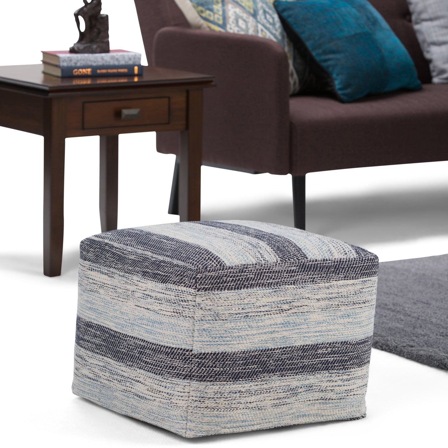Square Cotton Pouf | Clay Square Pouf – Simpli Home