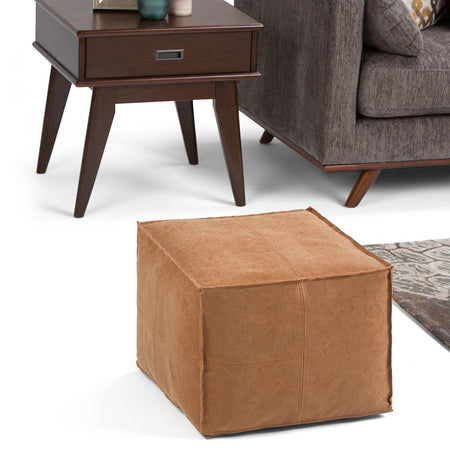 Square Vegan Leather Pouf | Brody Square Pouf – Simpli Home